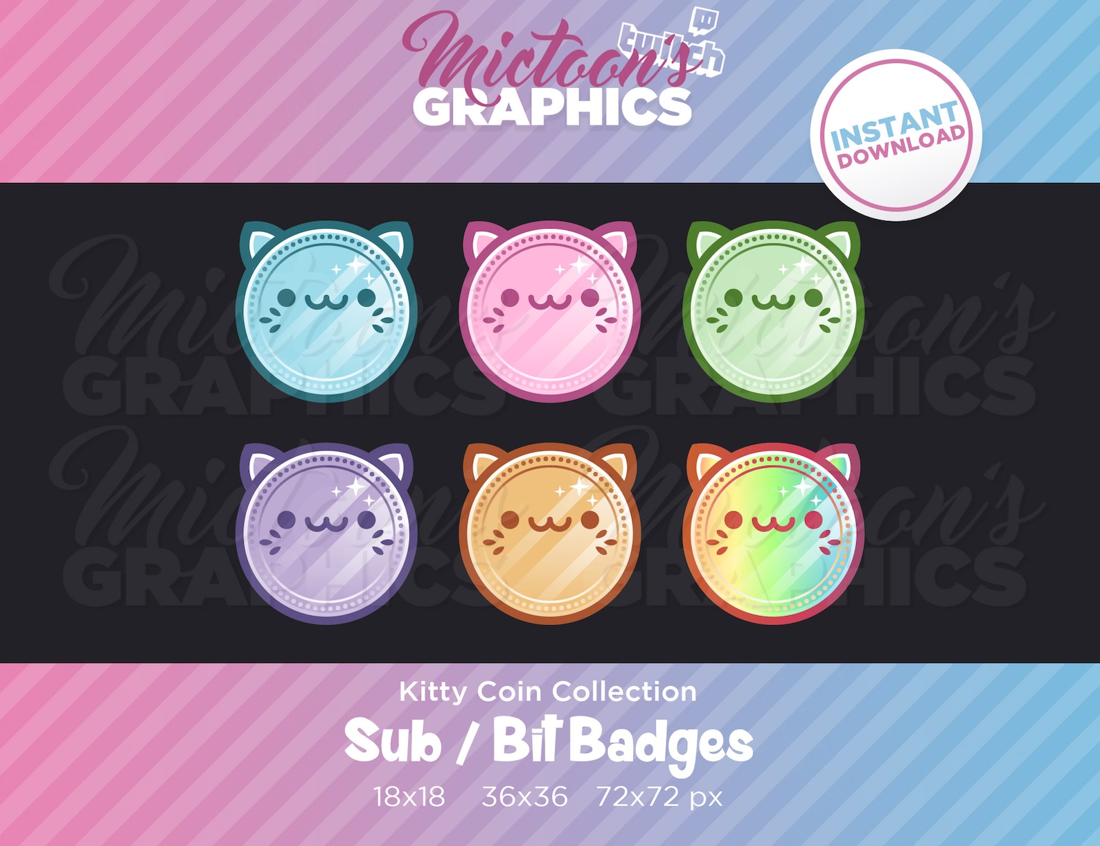 Twitch Kitty Cat Coin Collection Sub Badges / Bit Badges / Subscriber ...