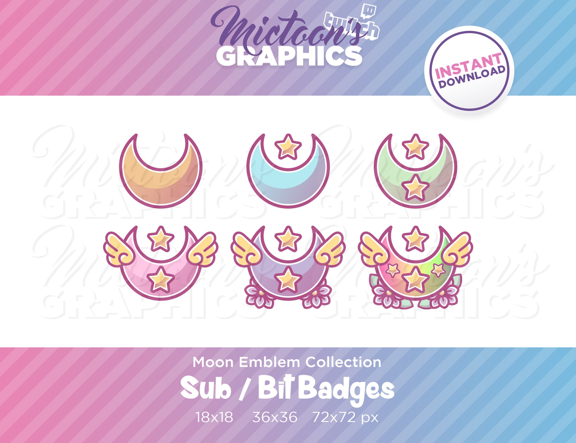 Twitch Moon Emblem Collection Sub Badges / Bit Badges / - Etsy