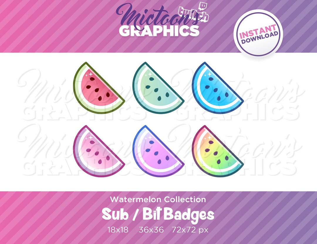 Twitch Watermelon Collection / Sub Badges / Bit Badges / Streamer ...