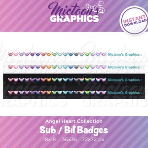 Twitch Angel Heart Sub Badges / Cheer Bit Badges / Streamer Graphics ...