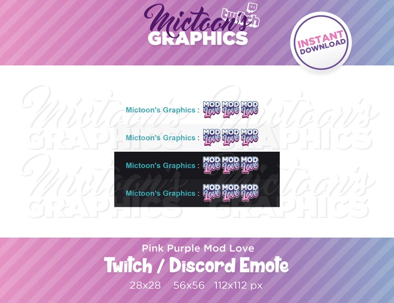 Twitch Mod Love Emote / Text / Streamer Graphics / Discord / Gamer ...