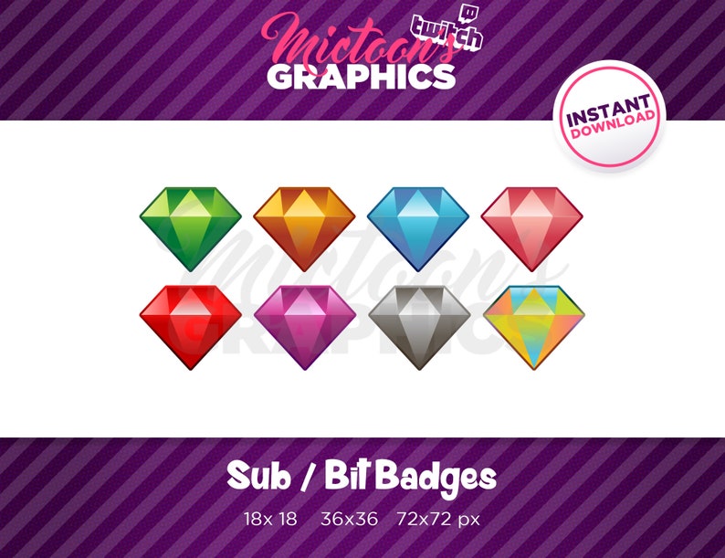 Twitch Diamond Badges / Bit Badges / Streamer Graphics - Etsy Canada