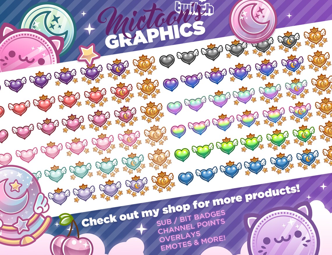 Twitch Angel Heart Sub Badges / Cheer Bit Badges / Streamer - Etsy