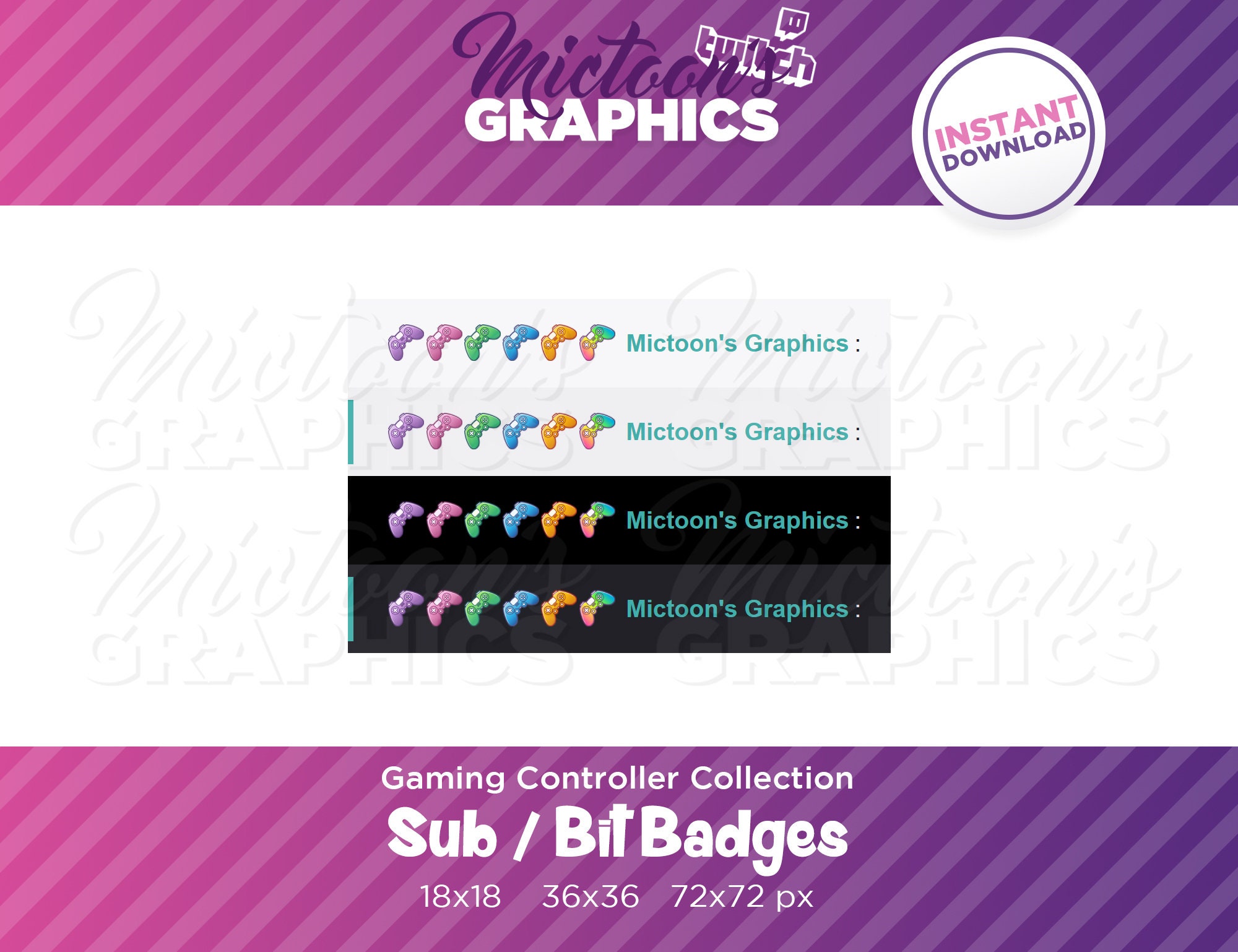 Twitch Gaming Controller Sub Badges / Cheer Bit Badges / - Etsy