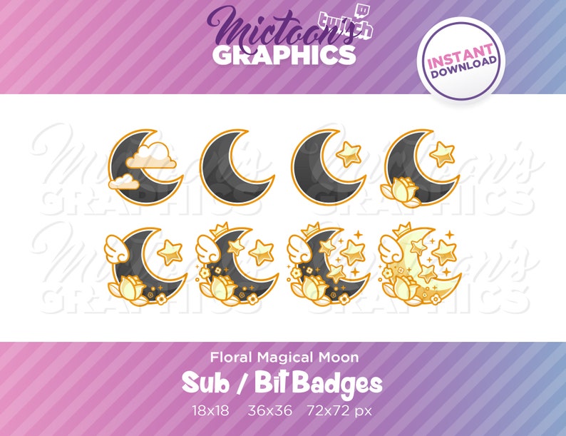 Twitch Moon Sub Badges / Bit Badges / Streamer Graphics / - Etsy