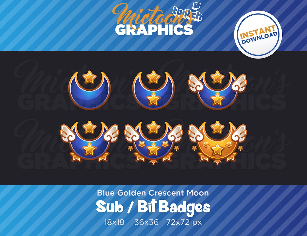 Twitch Crescent Moon Emblem Collection Sub Badges / Bit Badges ...