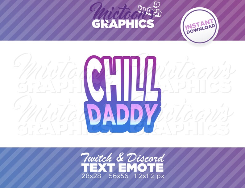Twitch Chill Daddy Emote / Text / Streamer Graphics / Discord / Gamer ...