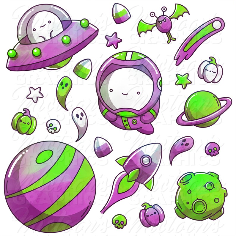 Halloween Space Ghost - Clip Arts - PNG - Digital Instant Download ...