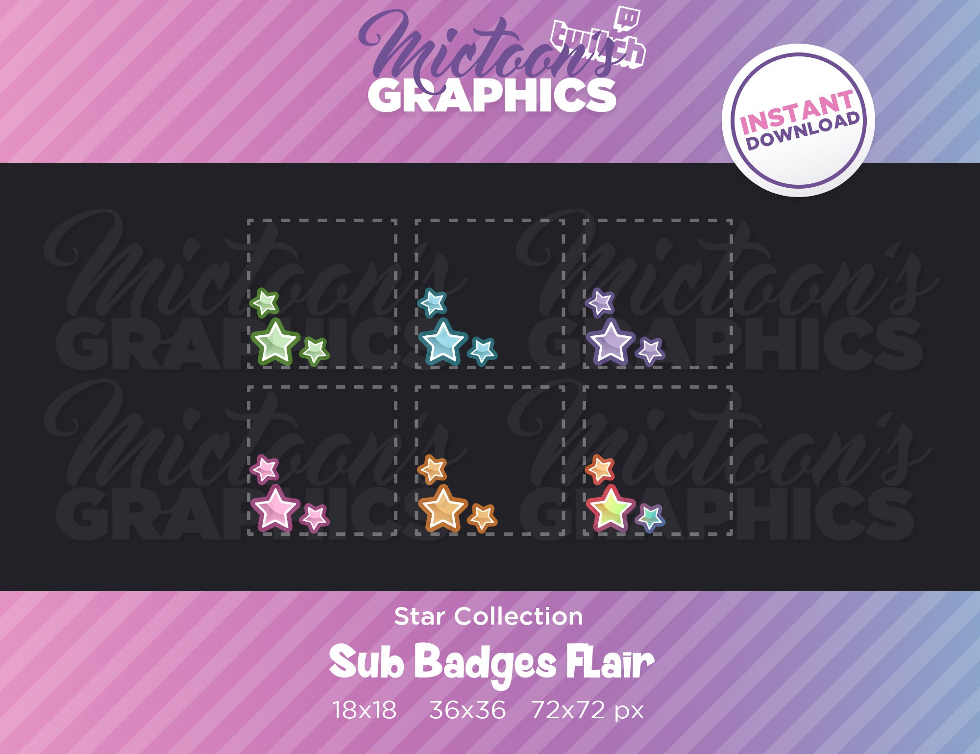 Twitch Sub Badge Flair / Stars / Streamer Graphics / Gamer / - Etsy