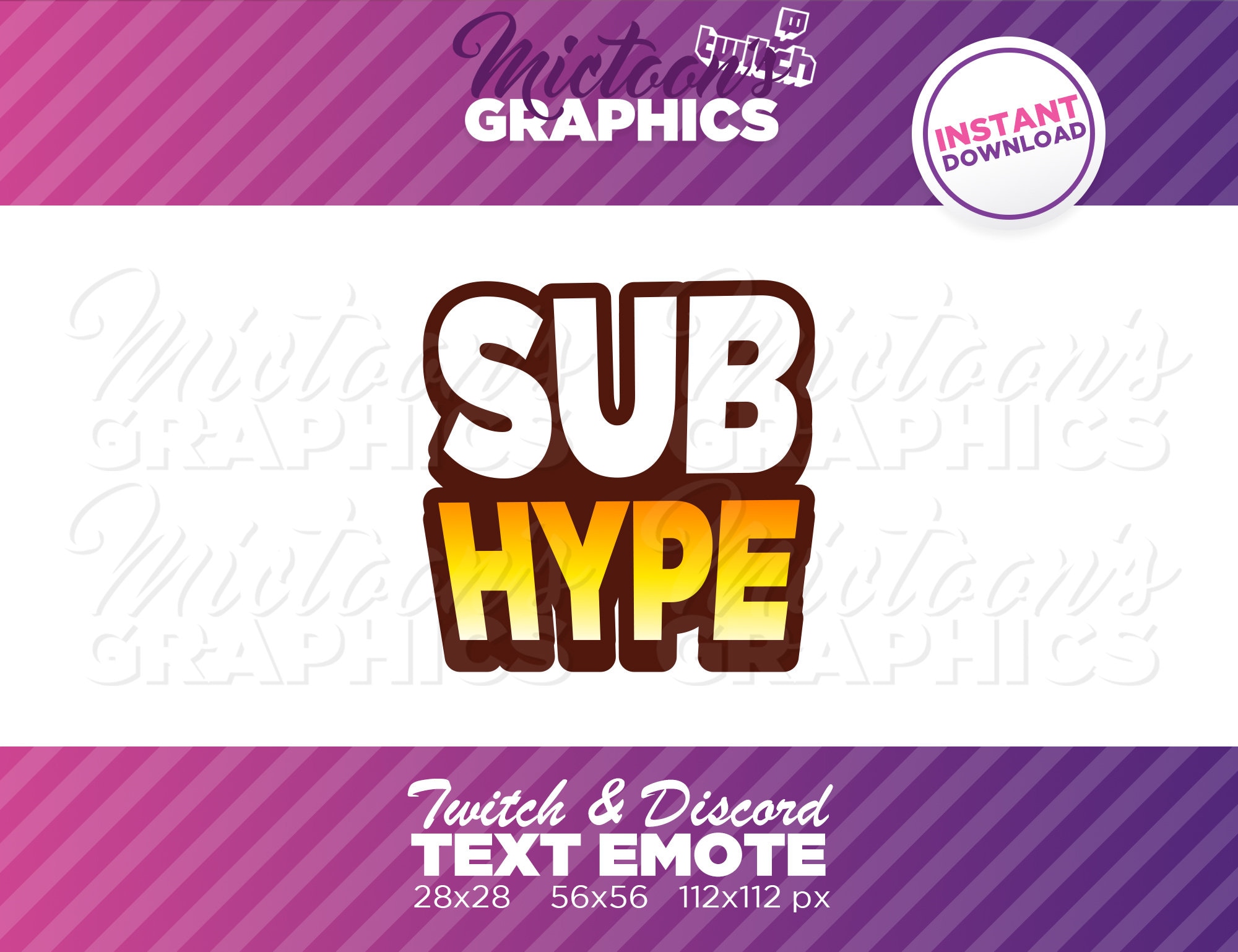 SUB HYPE text emote for Twitch and Discord Streamers for Streaming or ...