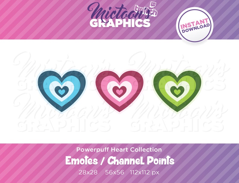 Twitch Powerpuff Hearts / Emote / Channel Point / Streamer Graphics ...