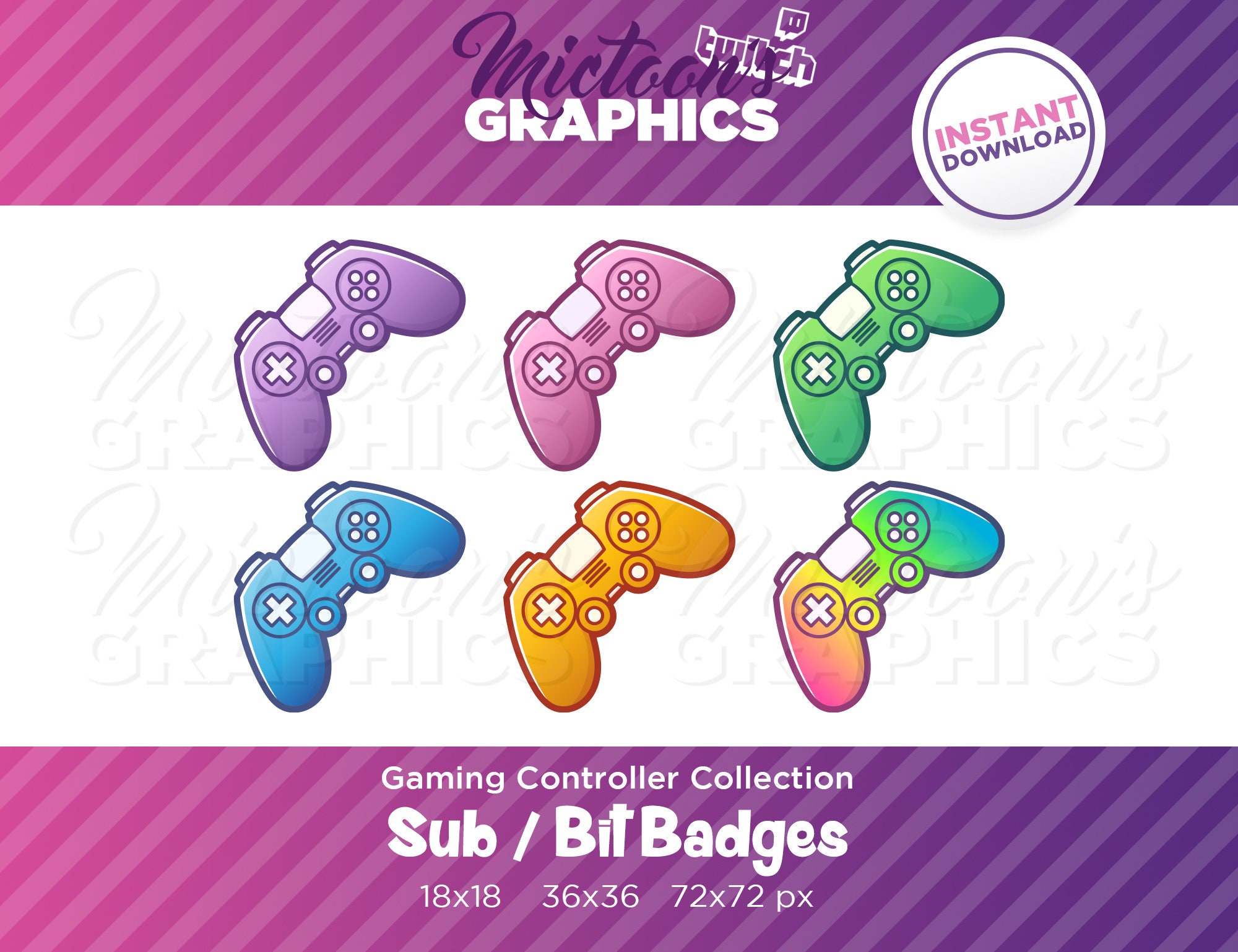 Twitch Gaming Controller Sub Badges / Cheer Bit Badges / - Etsy