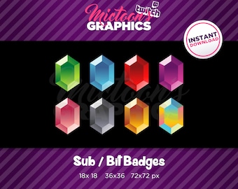 Gem Jewel Sub Badges Bit Badges Twitch Badges Crystal Gem Rupee - Etsy