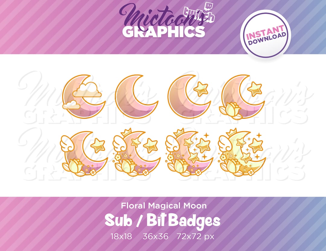 Twitch Moon Sub Badges / Bit Badges / Streamer Graphics / Discord ...