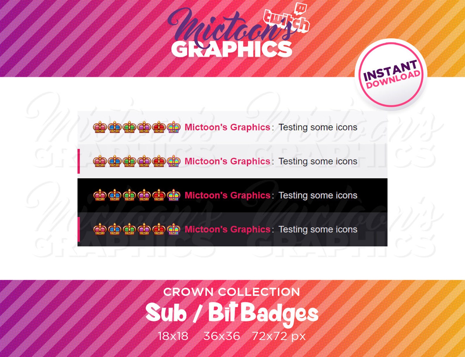 Twitch Crown Collection Badges / Bit Badges / Streamer Graphics ...