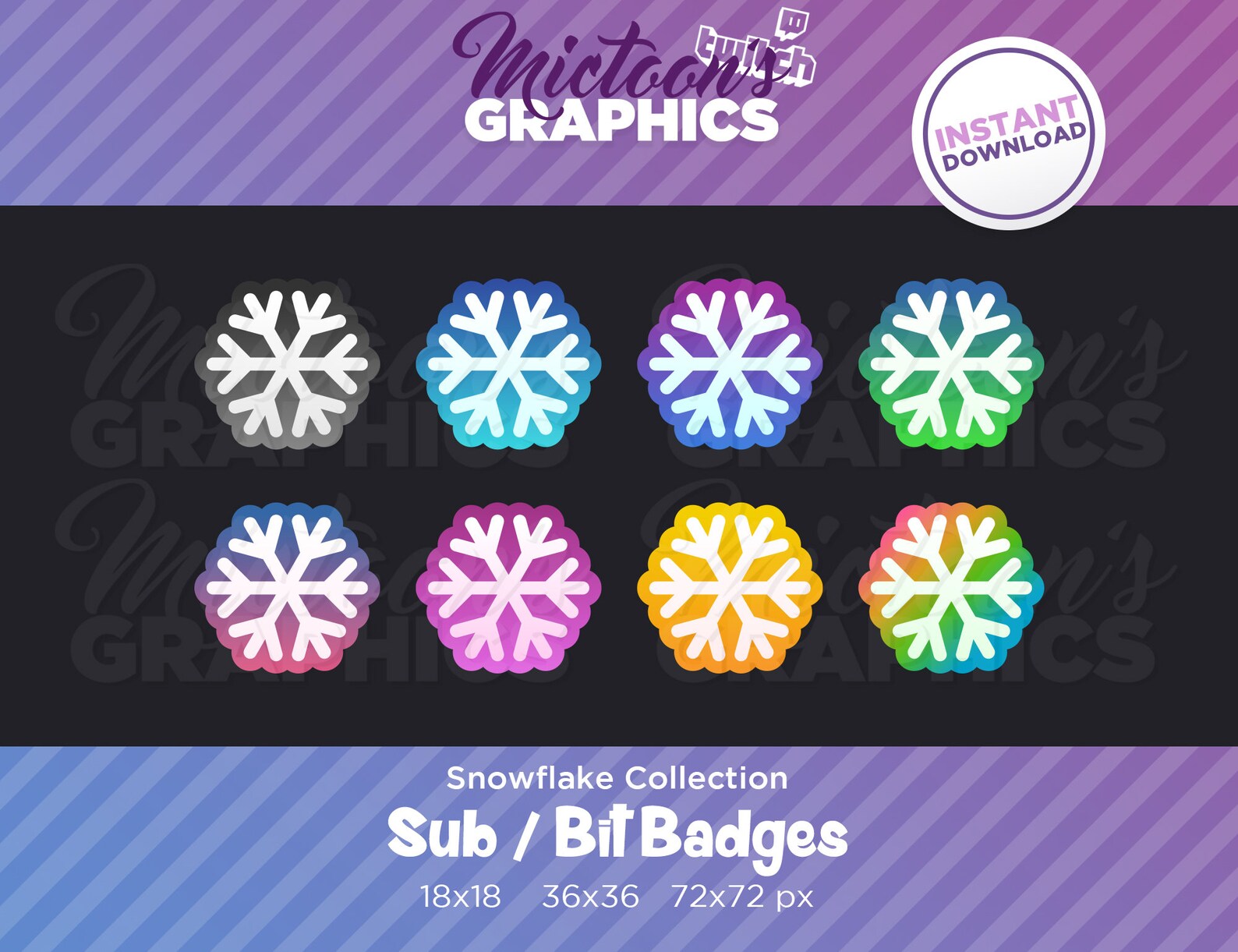 Twitch Snowflake Sub Badges / Bit Badges / Streamer Graphics / Discord ...