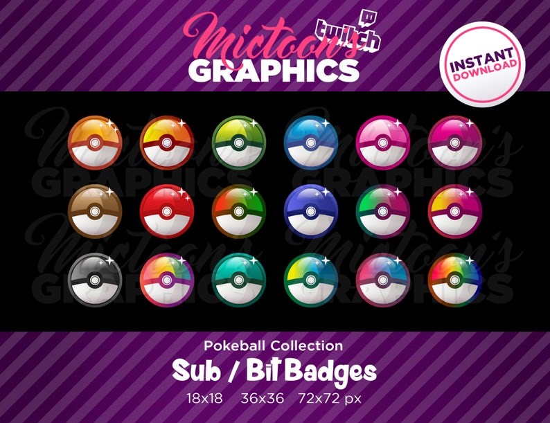 Twitch Pokeball Collection / Sub Badges / Bit Badges / Streaming ...