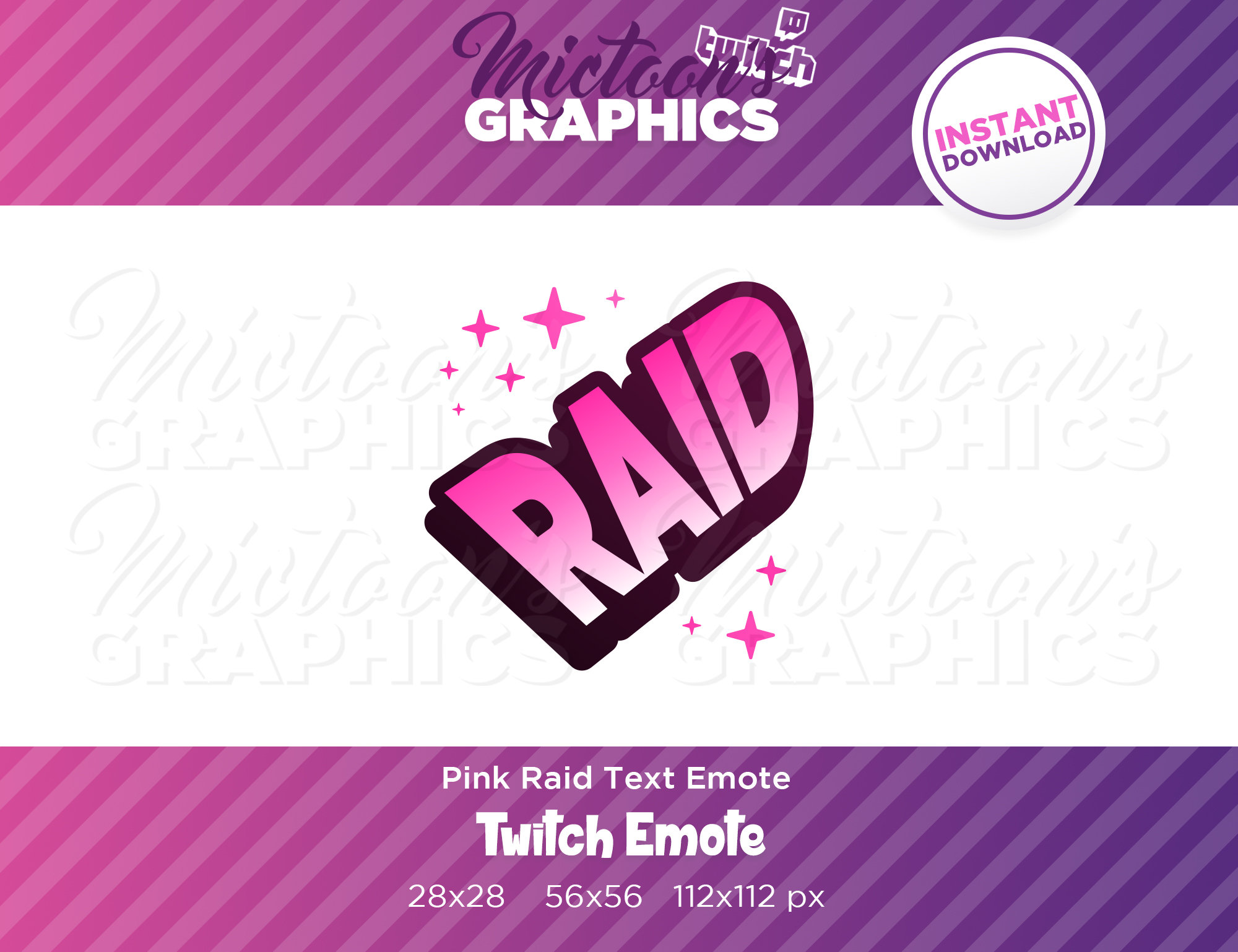 Twitch Raid Emote / Text / Streamer Graphics / Discord / Gamer / Pink ...