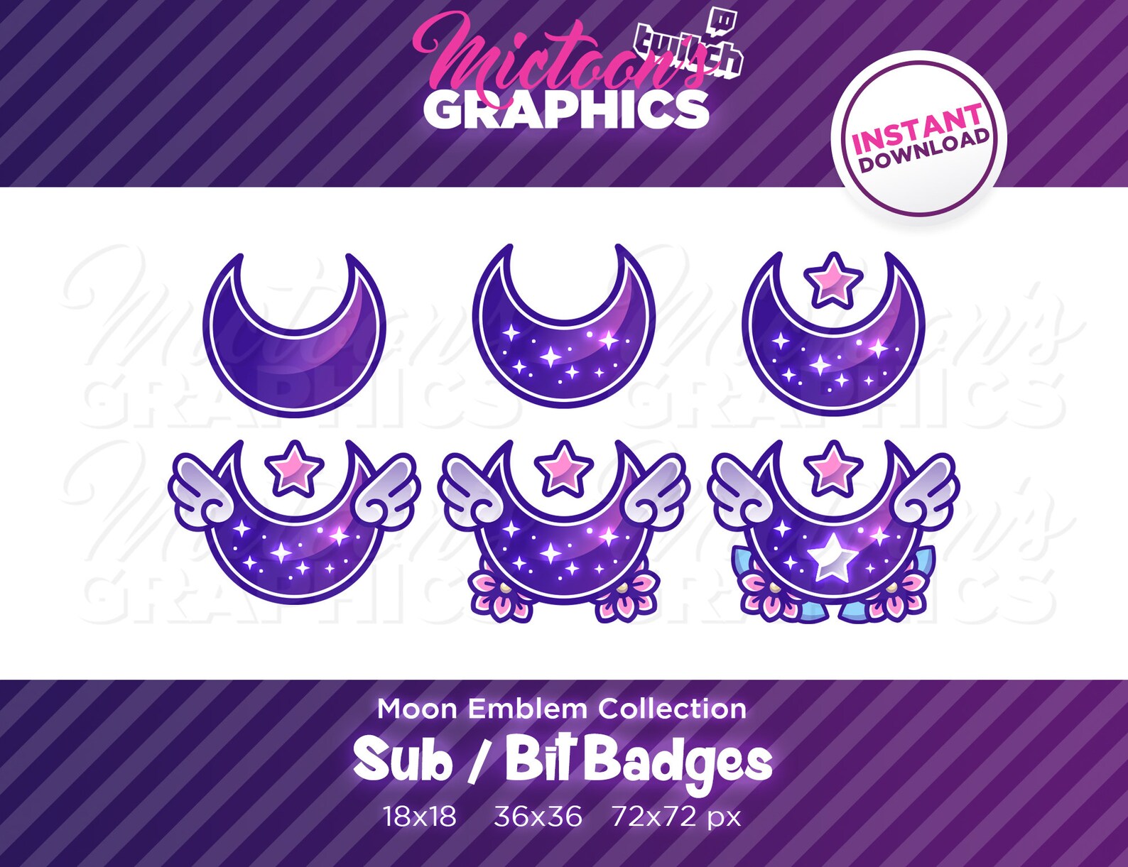 Twitch Moon Star Emblem Sub Badges / Bit Badges / Subscriber - Etsy