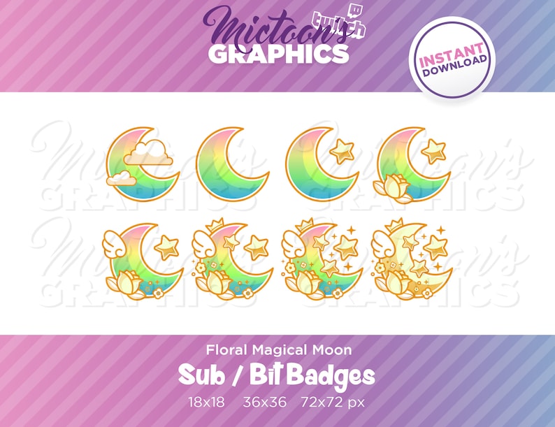 Twitch Moon Sub Badges / Bit Badges / Streamer Graphics / Discord ...