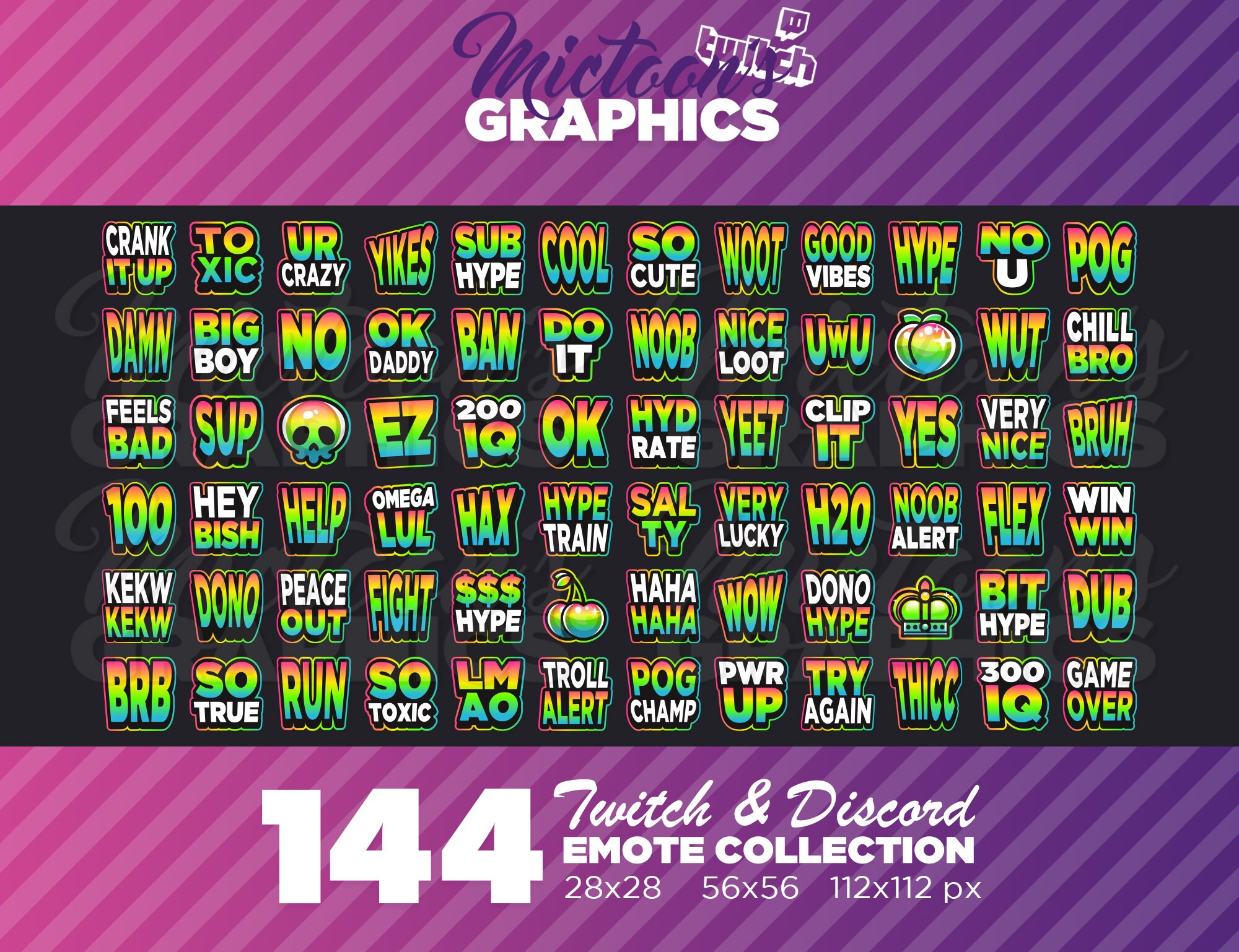 144 X Twitch Emotes / Mega Collection / Rainbow / Streamer - Etsy