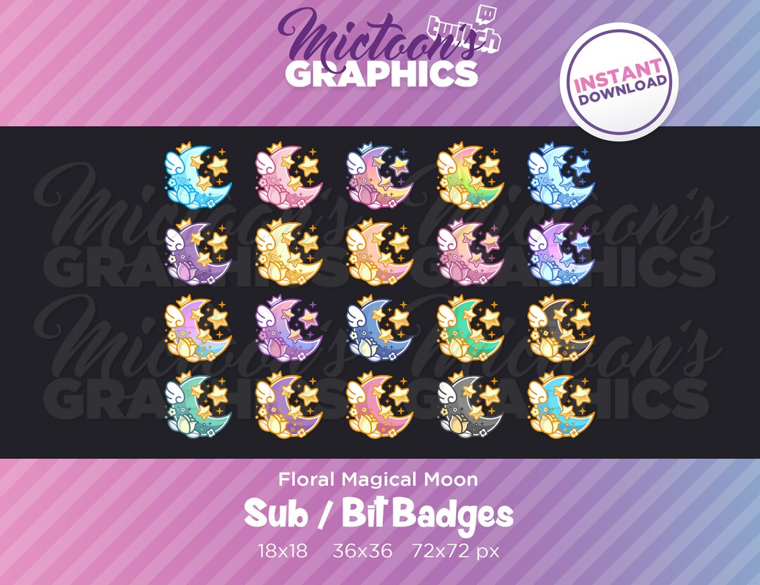 Twitch Moon Sub Badges / Cheer Bit Badges / Streamer Graphics / Discord ...