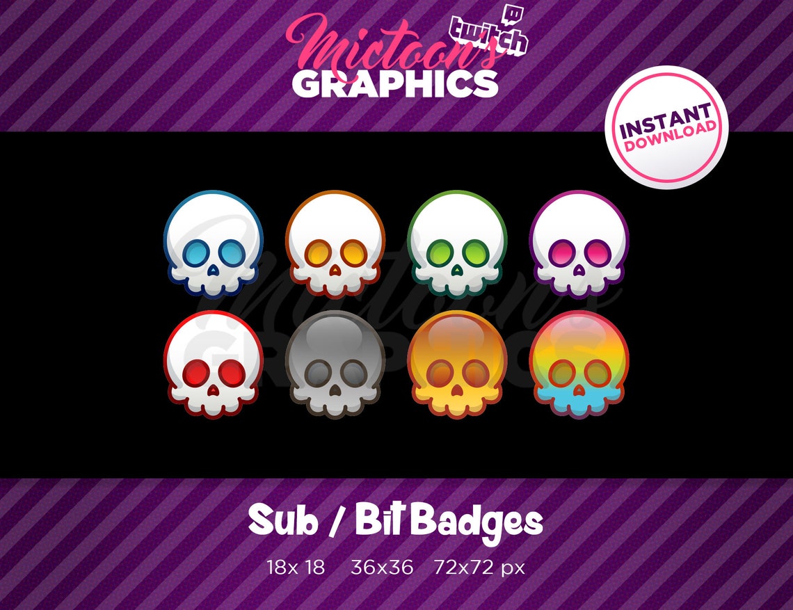Twitch Skull Sub Badges / Bit Badges - Etsy