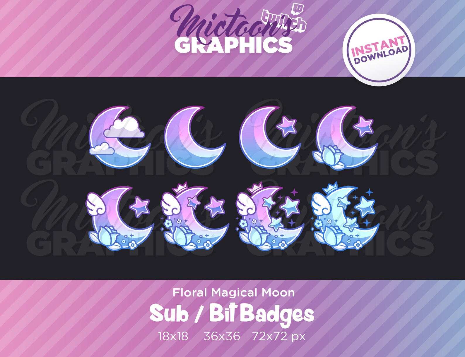 Twitch Moon Sub Badges / Bit Badges / Streamer Graphics / Discord ...