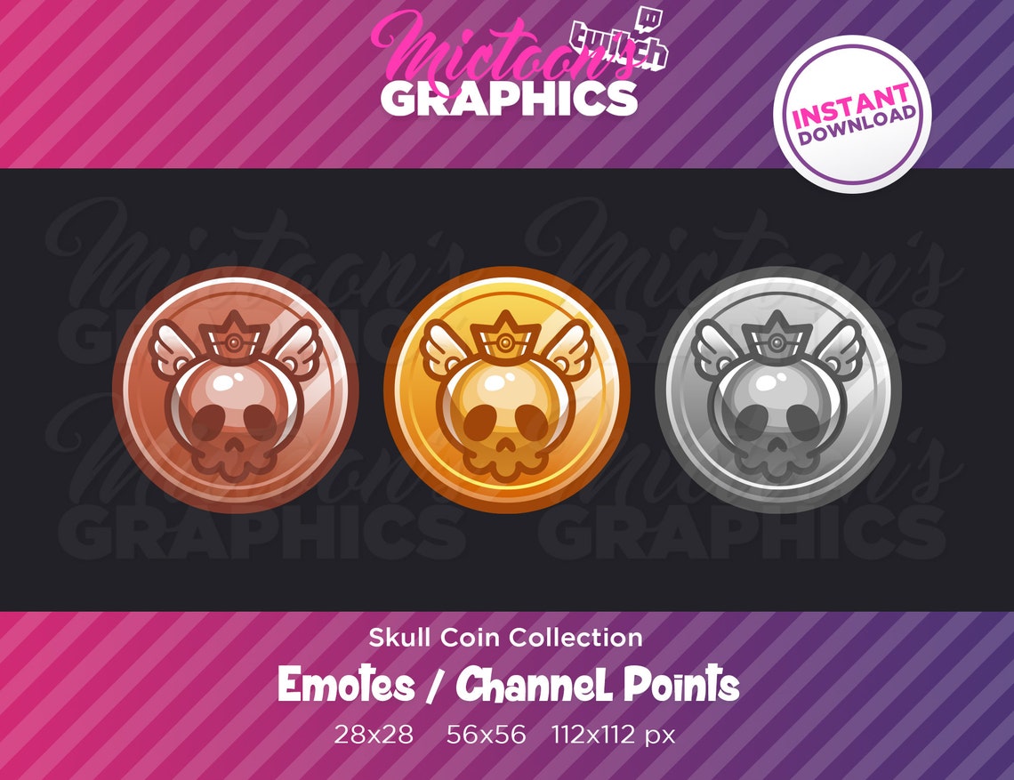 Twitch Skull Coins / Emote / Channel Point / Streamer Graphics ...
