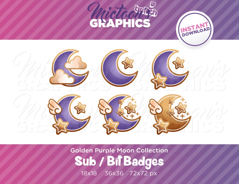Twitch Moon Sub Badges / Bit Badges / Streamer Graphics / Discord ...