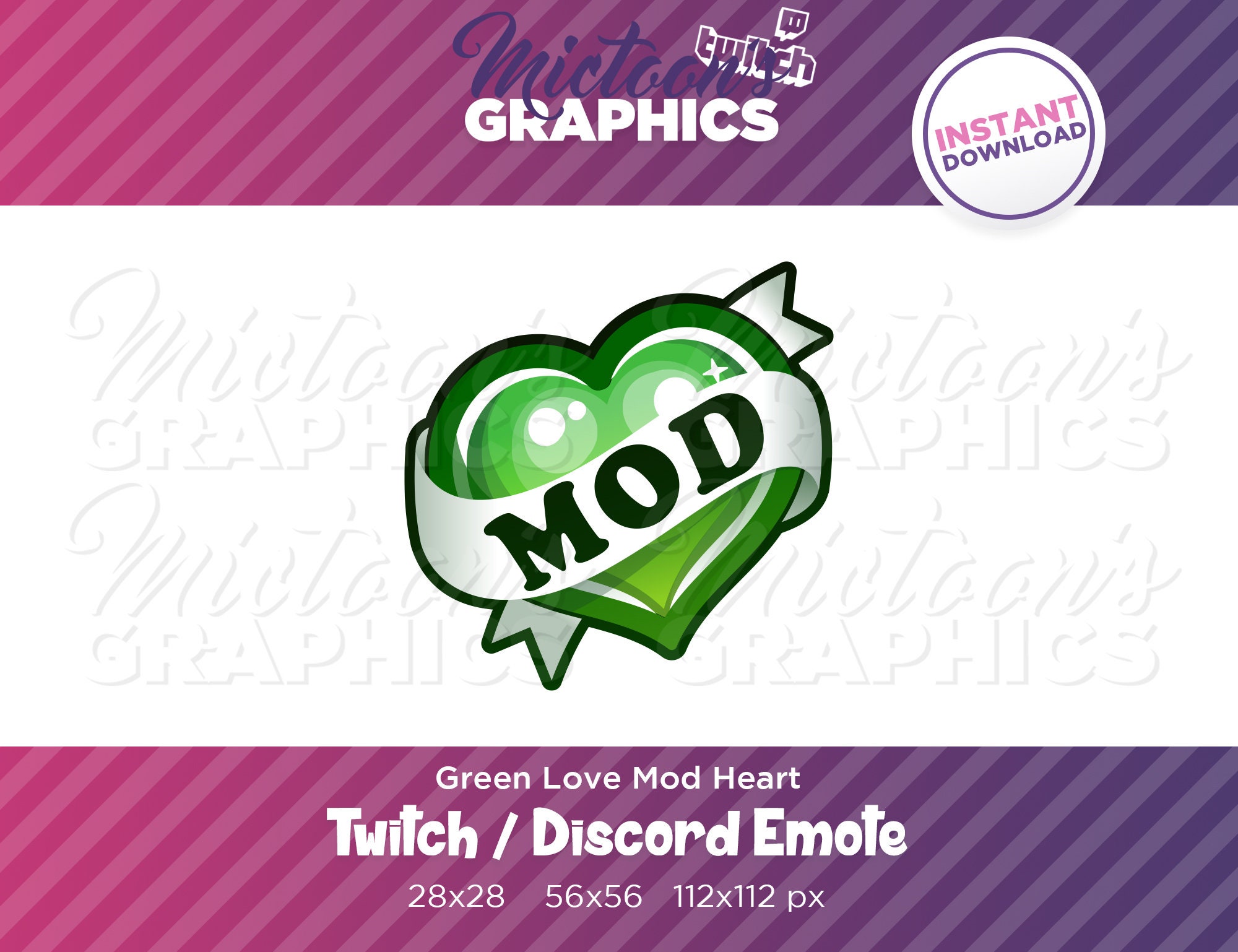 Twitch Mod Love / Emote / Green Heart / Streamer Graphics / Discord ...