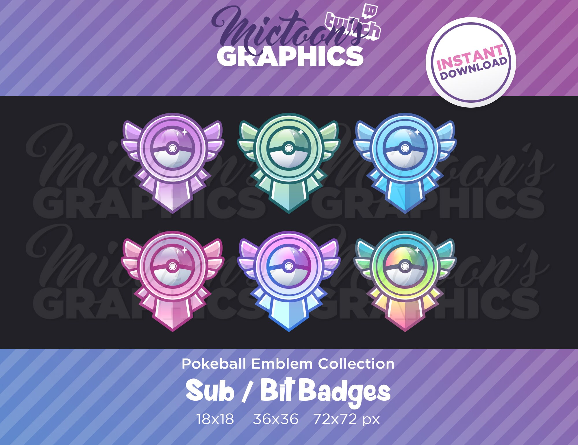 Twitch Pokeball Emblem Collection / Sub Badges / Bit Badges ...