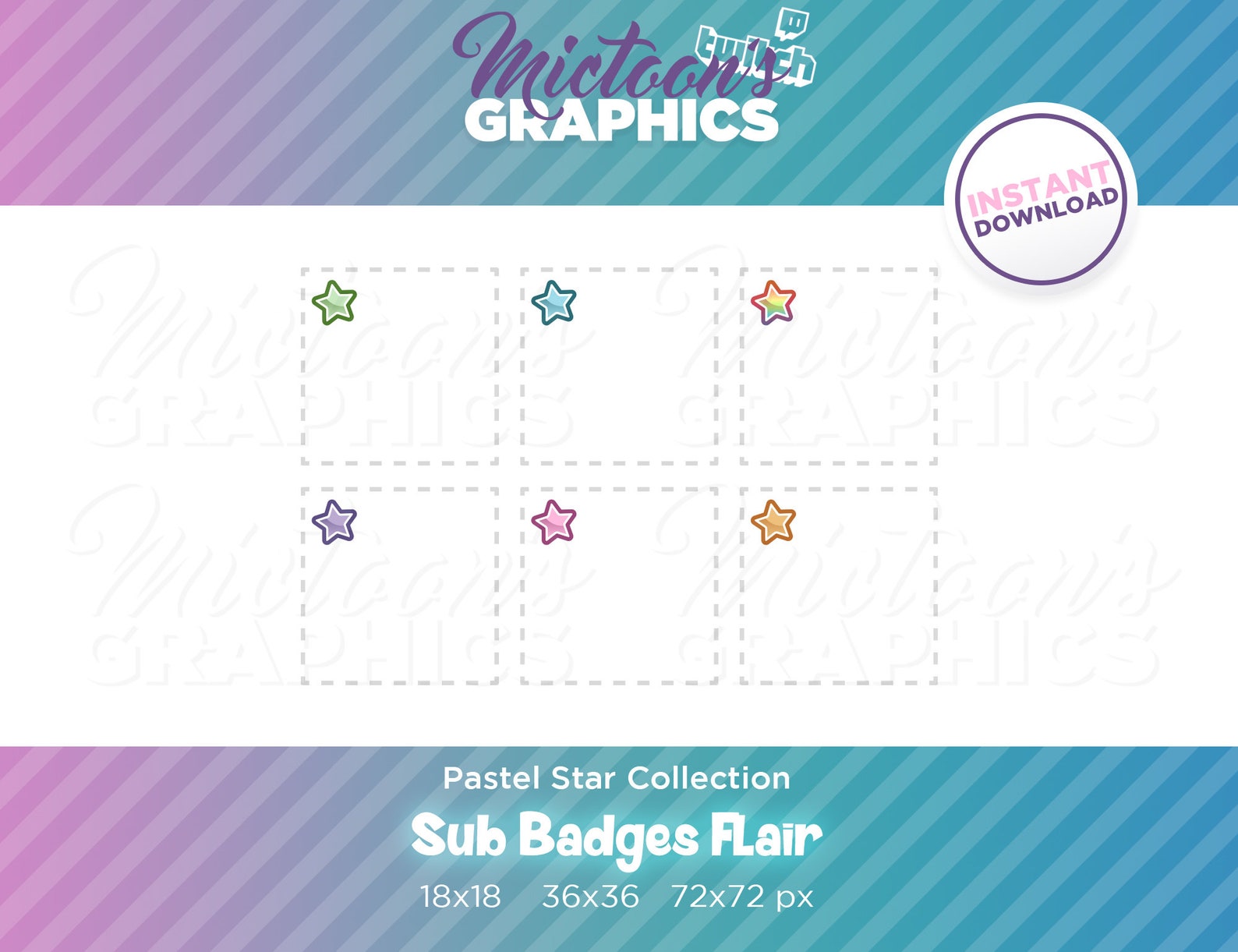 Twitch Sub Badge Flair / Stars / Streamer Graphics / Gamer / Aesthetic ...