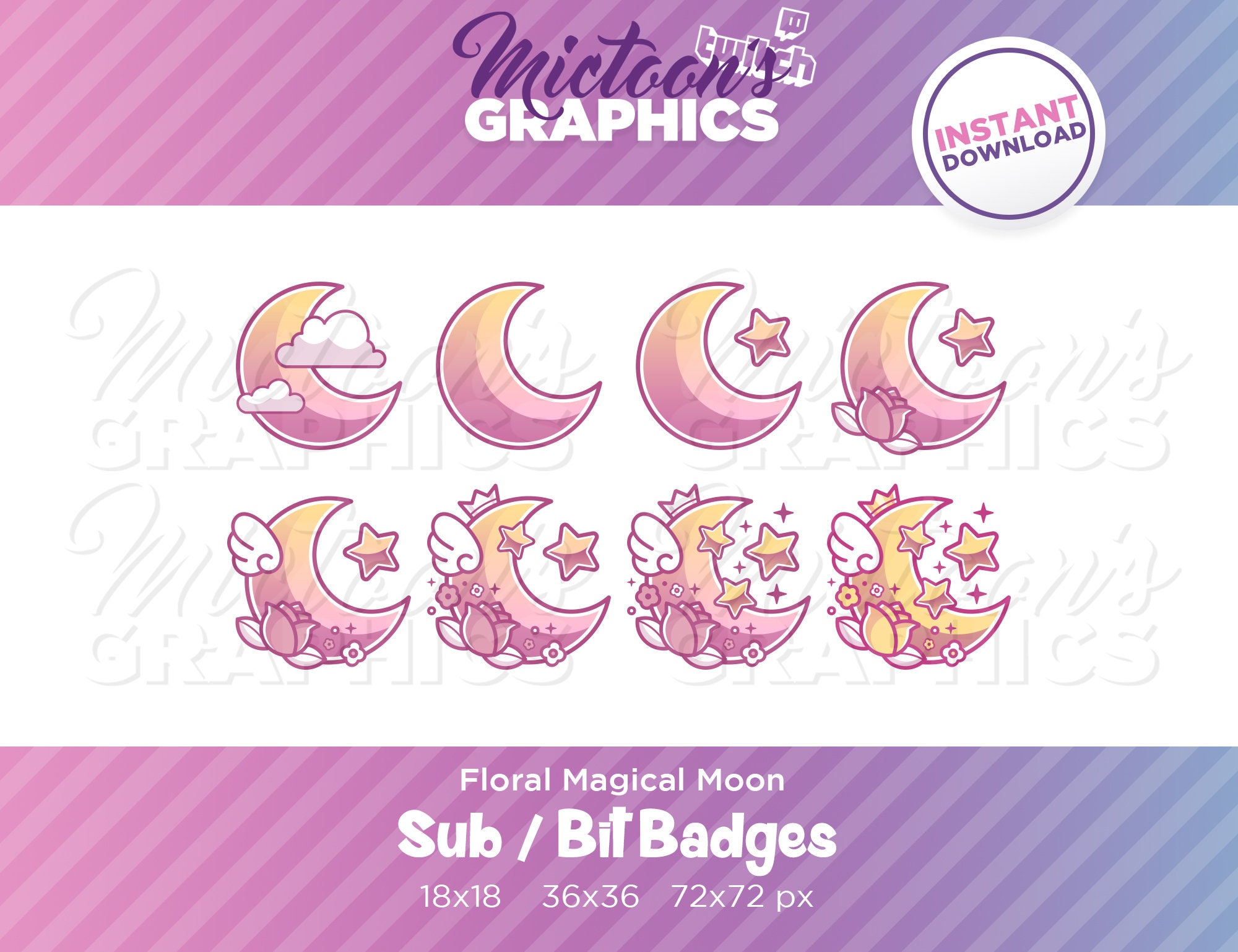 Twitch Moon Sub Badges / Bit Badges / Streamer Graphics / - Etsy