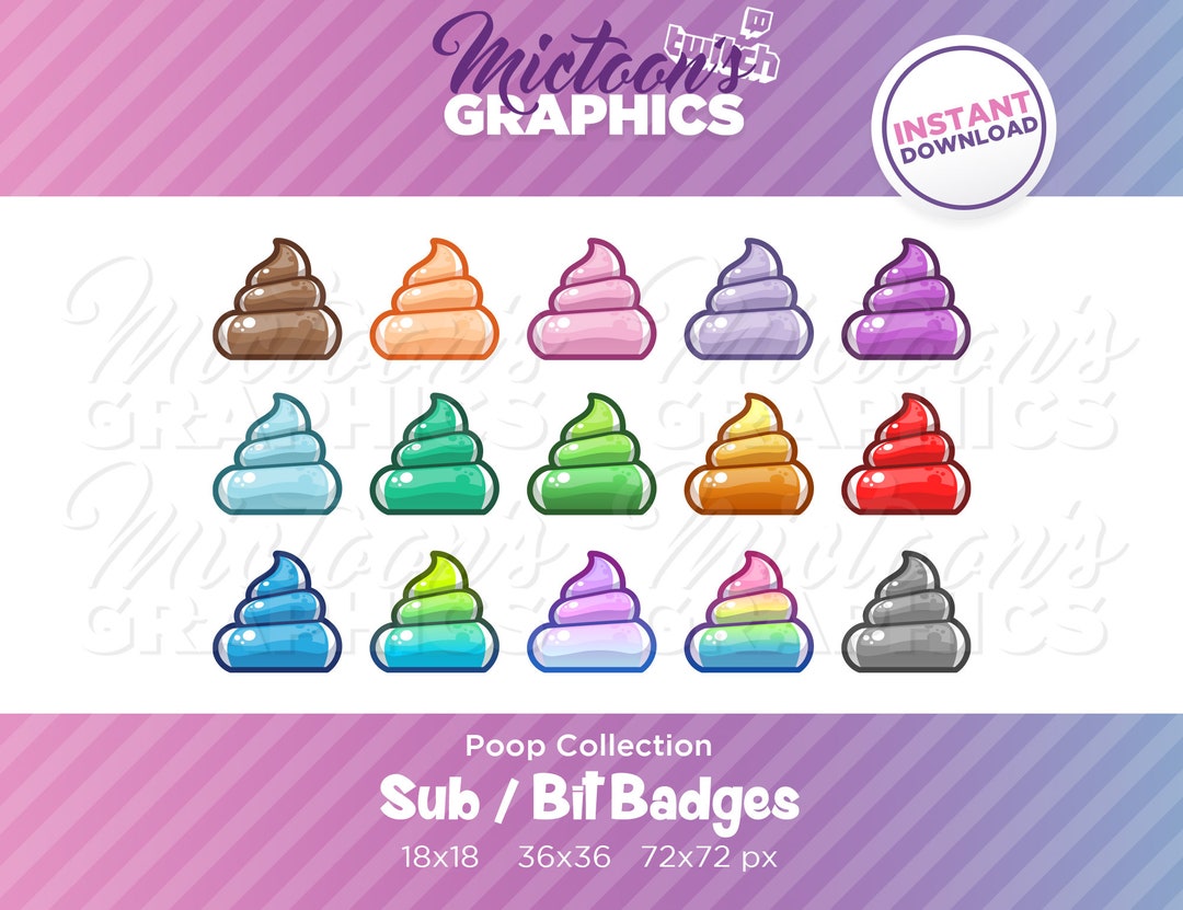 Twitch Poop Sub Badges / Bit Badges / Subscriber Badges / Streamer ...