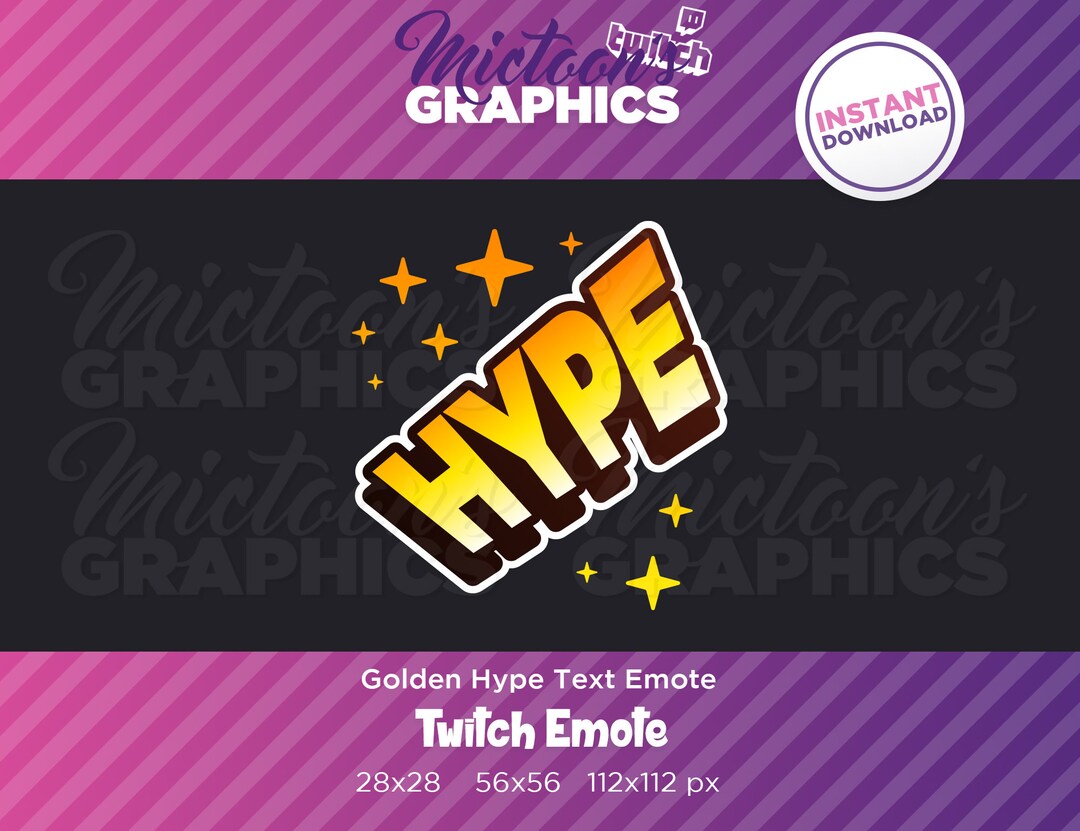 Twitch Hype Emote / Text / Streamer Graphics / Discord / Gamer / Gold ...