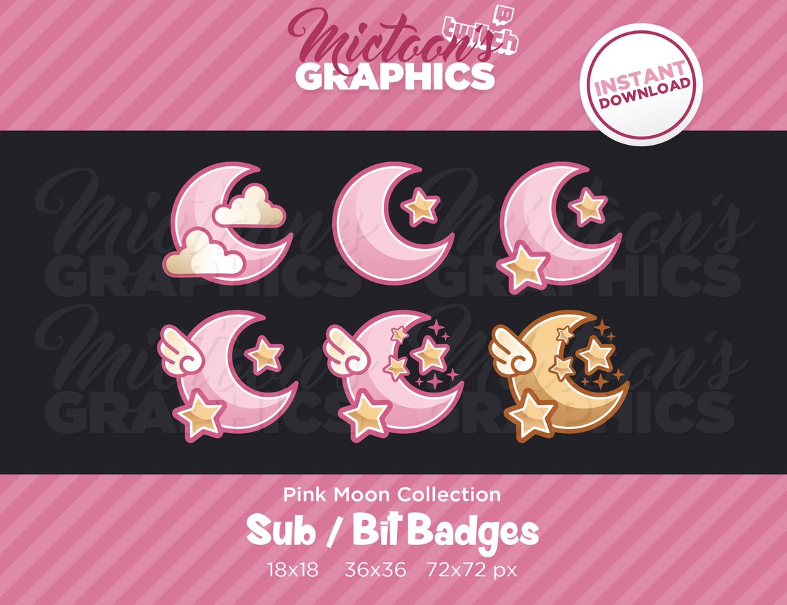 Twitch Moon Sub Badges / Bit Badges / Streamer Graphics / - Etsy
