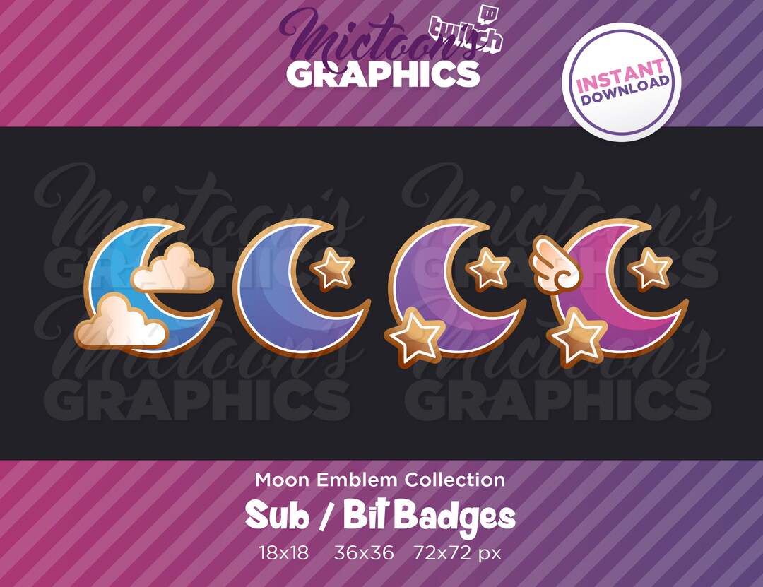 Twitch Moon Sub Badges / Bit Badges / Streamer Graphics / - Etsy