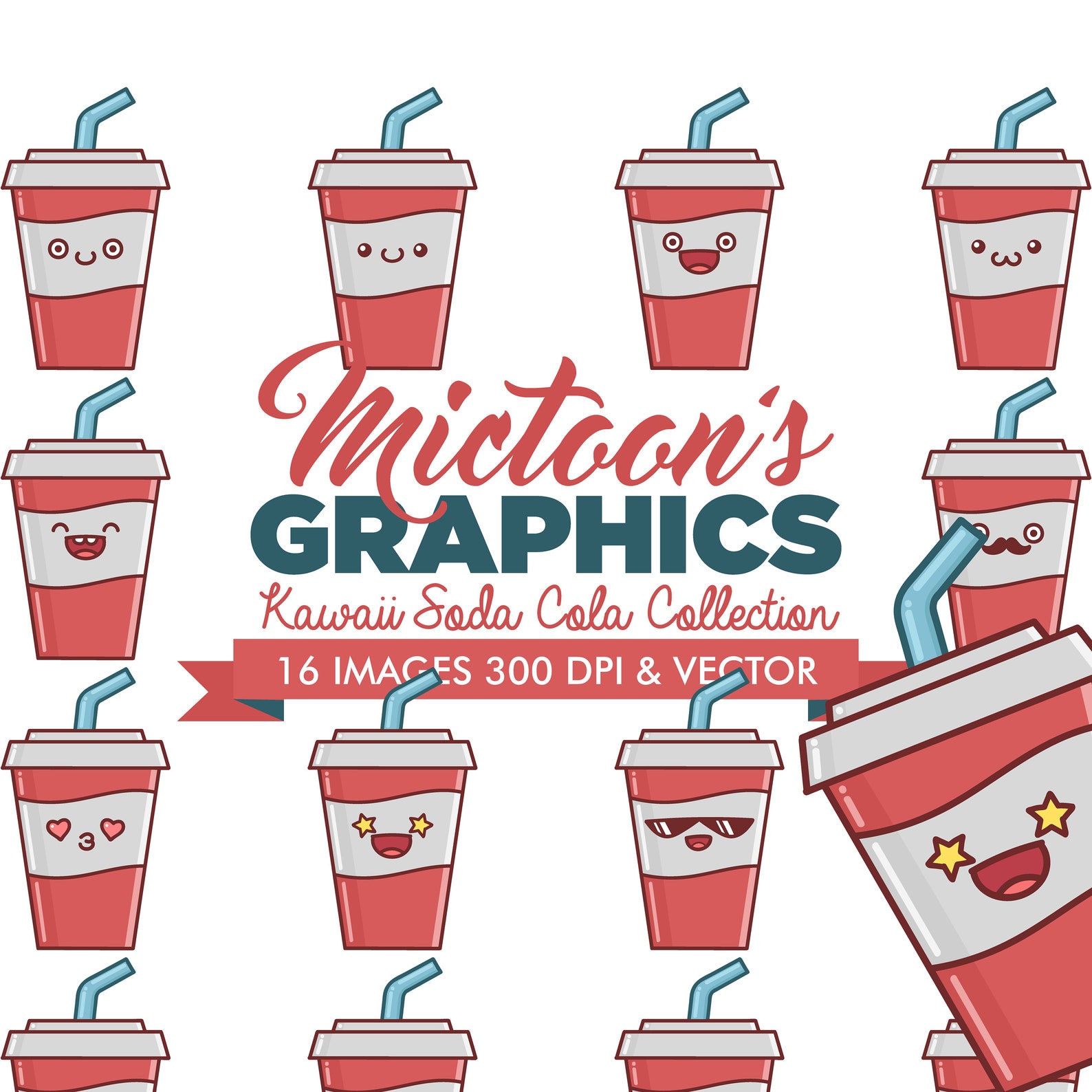 Kawaii Soda Cola Drink Emoji - Digital Clip Arts Illustrations for ...
