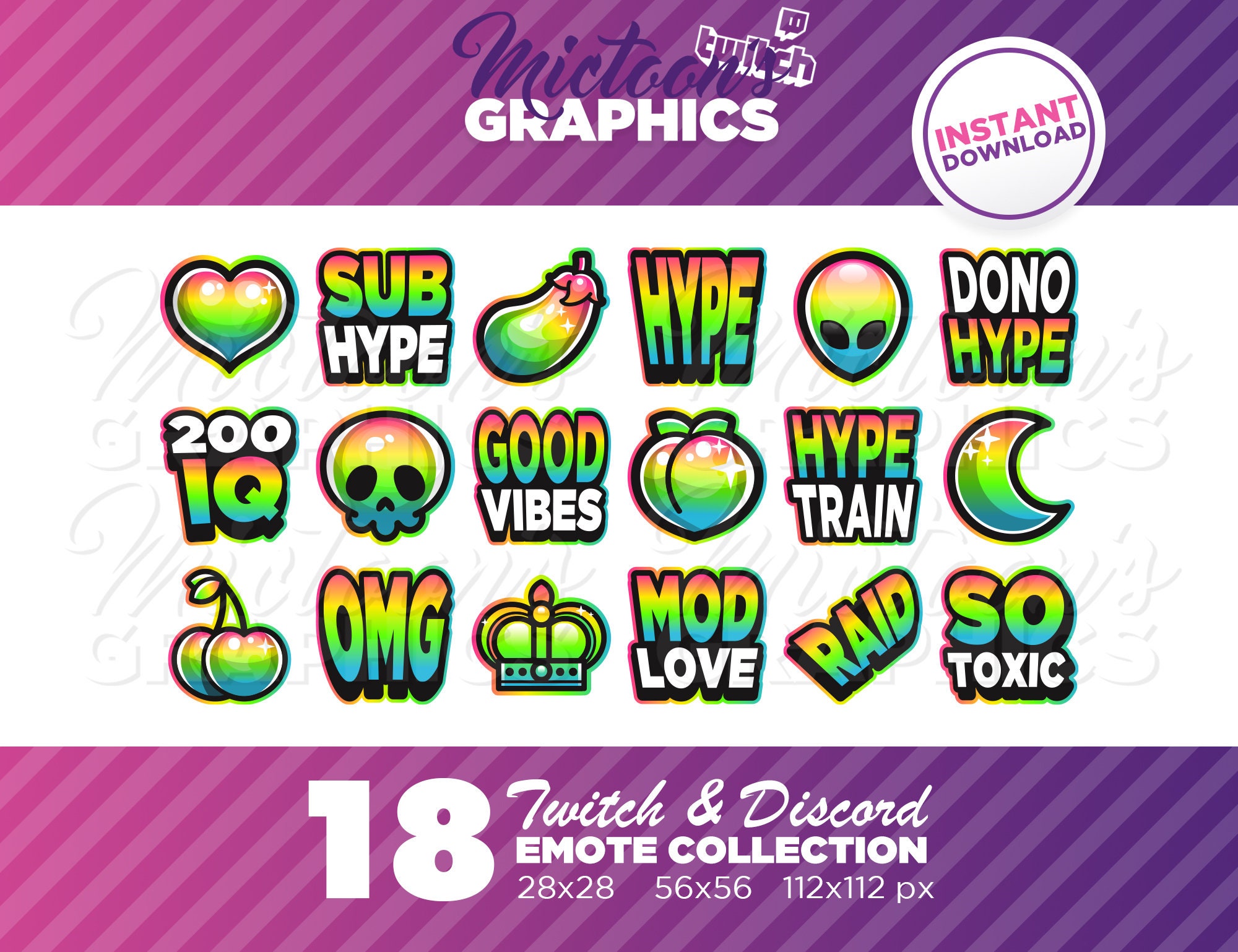 18 X Twitch Emotes / Bundle Collection / Text / Streamer - Etsy