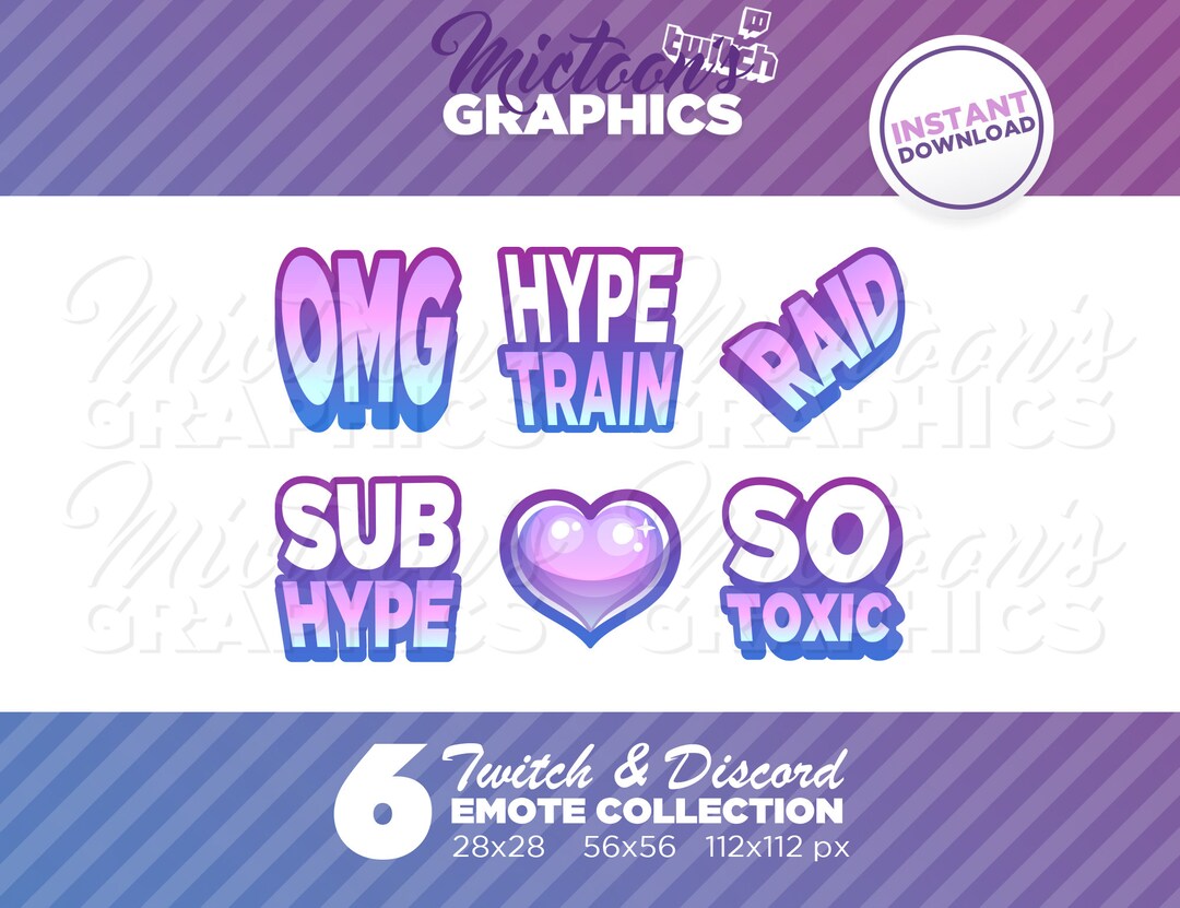 6 X Twitch Emotes / Bundle Collection / Text / Streamer Graphics ...