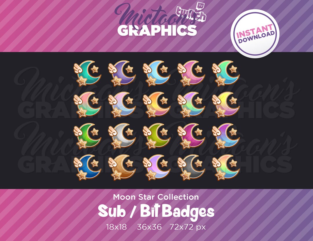 Twitch Moon Sub Badges / Cheer Bit Badges / Streamer Graphics / Discord ...