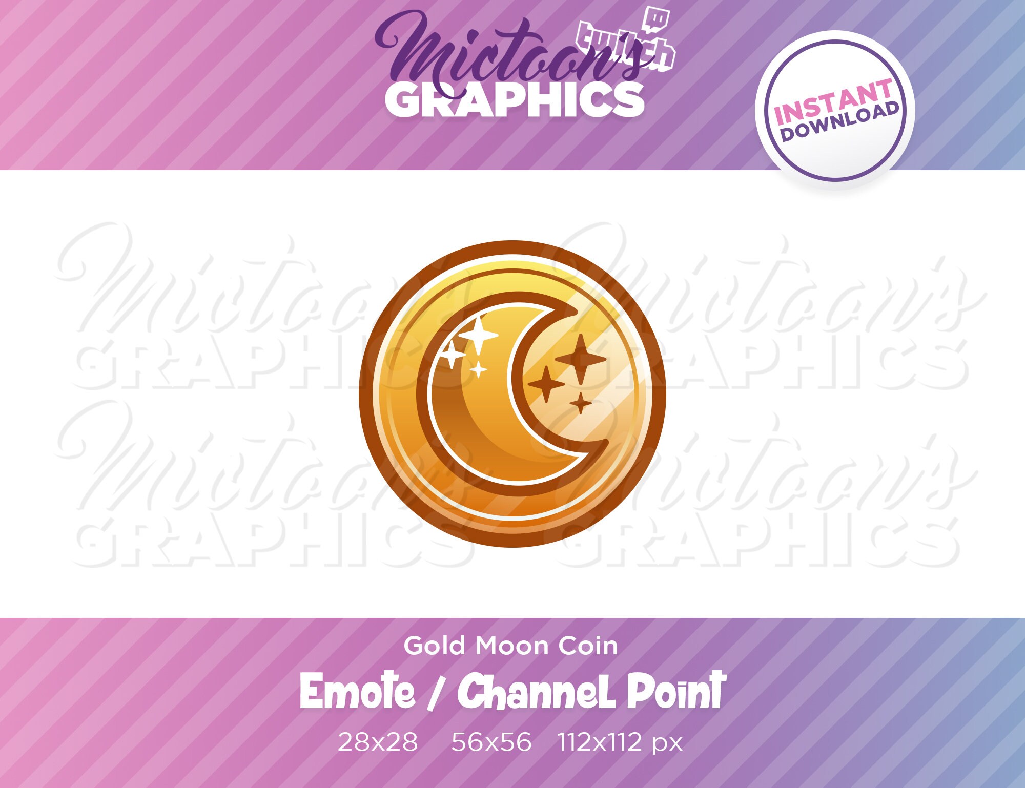 Twitch Gold Moon Coin Emote / Channel Point / Streamer Graphics ...