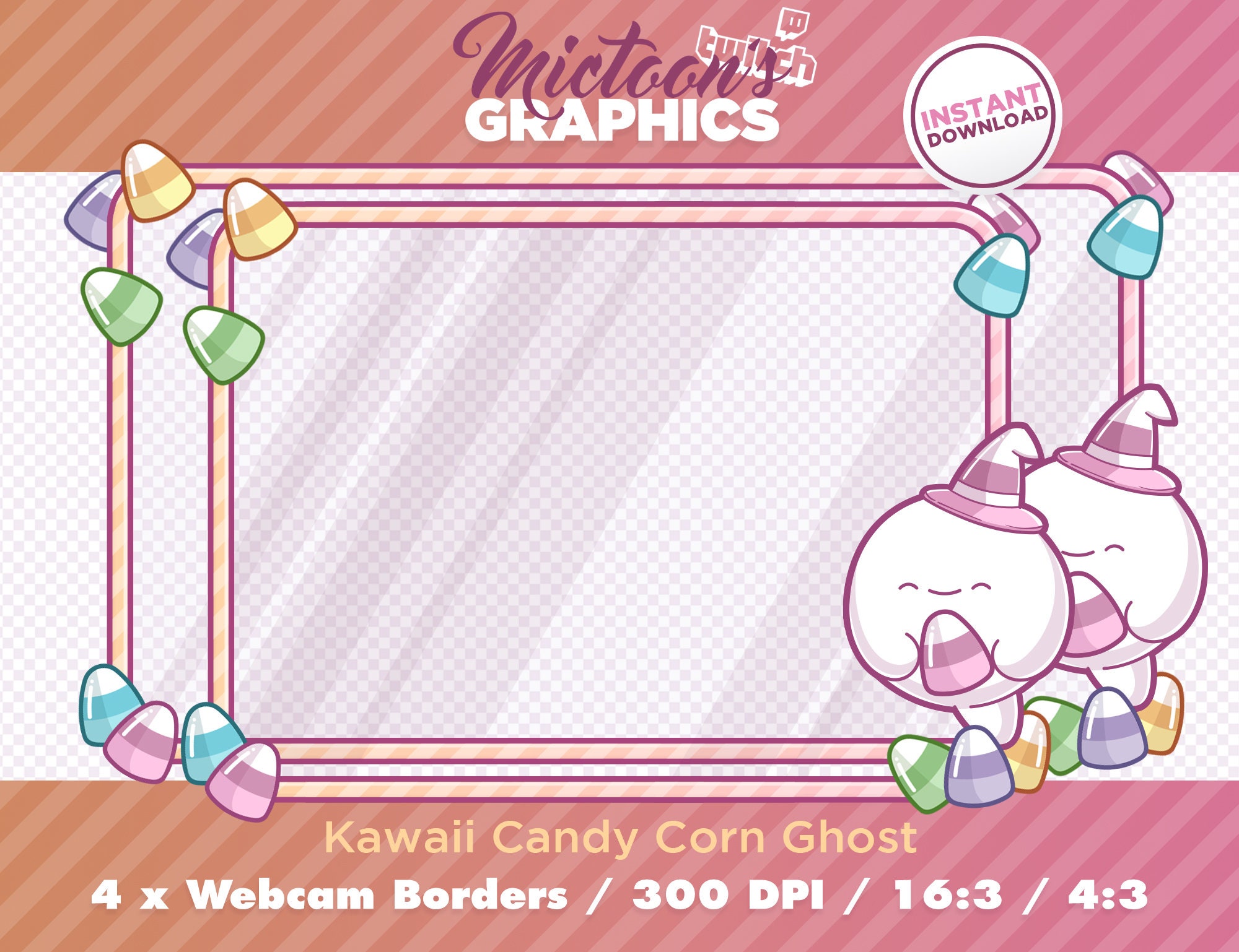 Twitch Candy Corn Ghost Webcam Border / Kawaii / Cute / Streamer ...