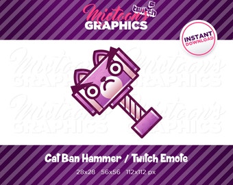 Fluffy Paw BAN Hammer EMOTE / Twitch Discord Stream Youtube Pastel Cute ...