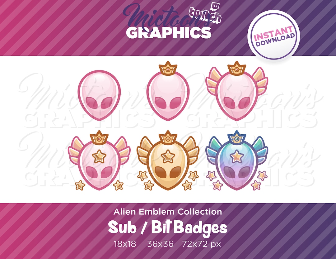 Twitch Alien Sub Badges / Cheer Bit Badges / Streamer Graphics ...
