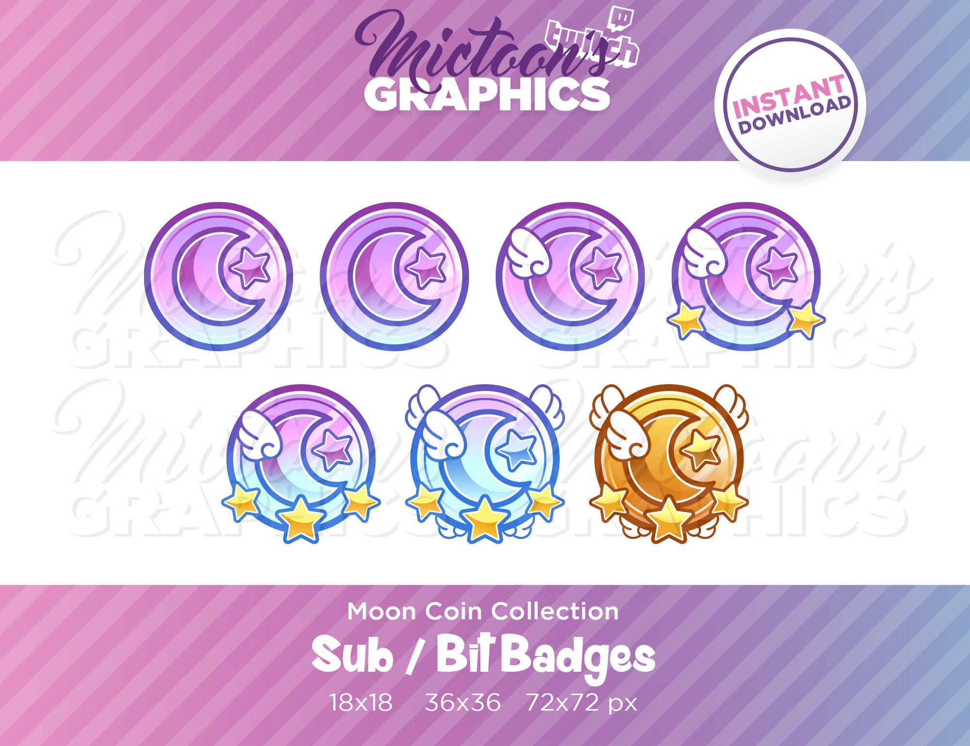 Twitch Moon Sub Badges / Bit Badges / Streamer Graphics / - Etsy