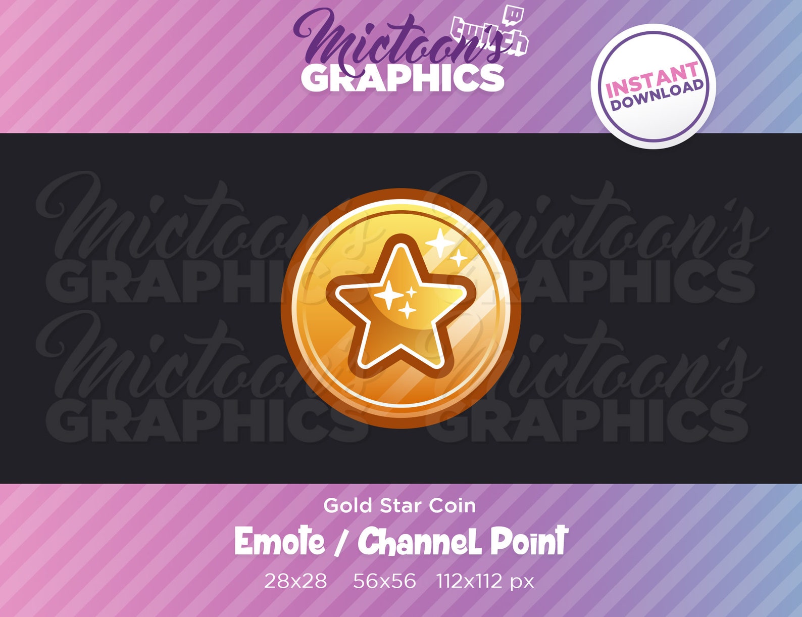 Twitch Gold Star Coin Emote / Channel Point / Streamer Graphics ...