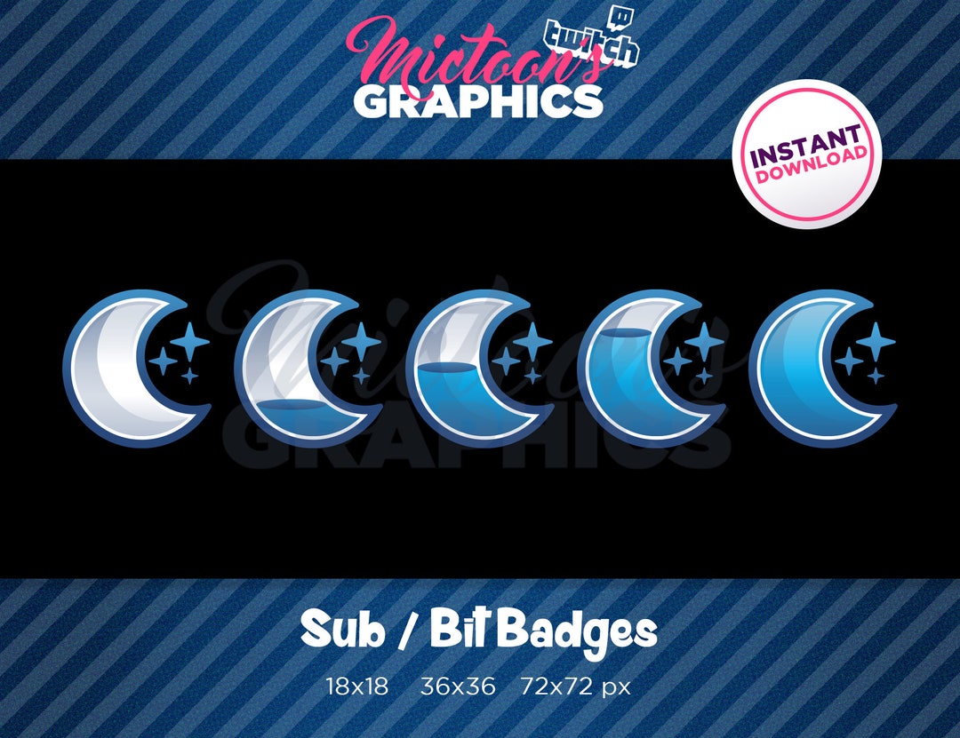 Twitch Blue Moon Sub Badges / Bit Badges / Streaming Graphics - Etsy