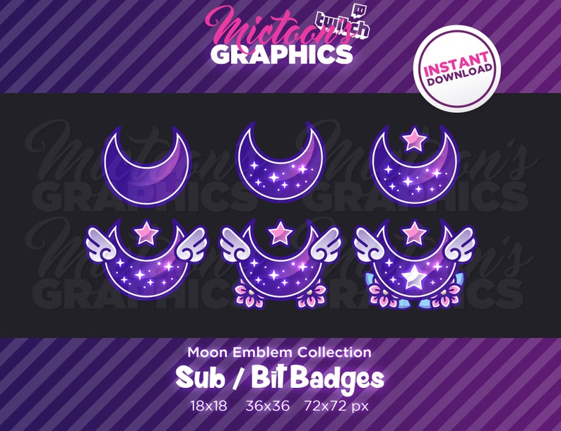 Twitch Moon Star Emblem Sub Badges / Bit Badges / Subscriber - Etsy
